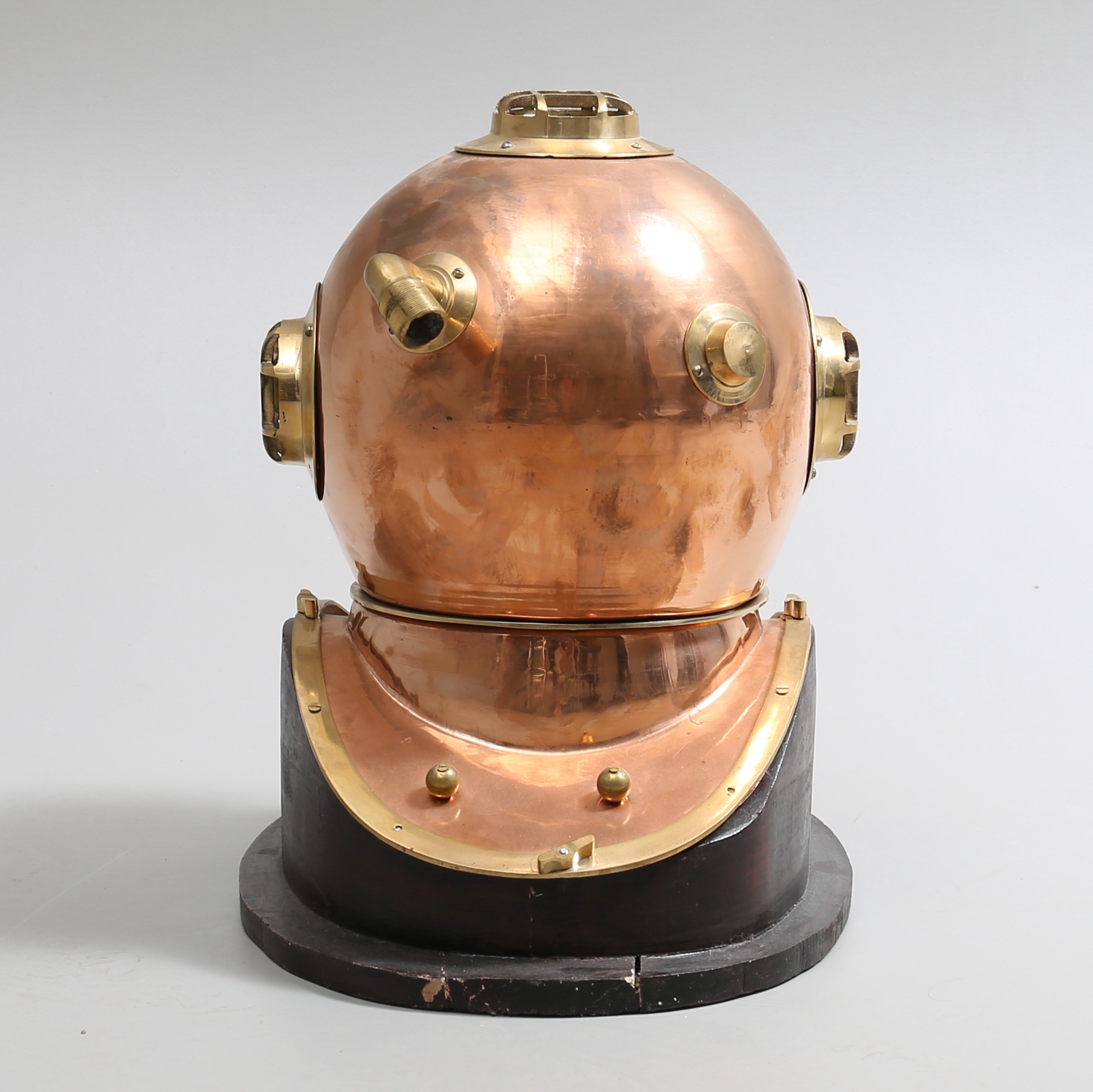 Images for 468704. DIVING HELMET, brass/copper mounted on wooden plinth ...