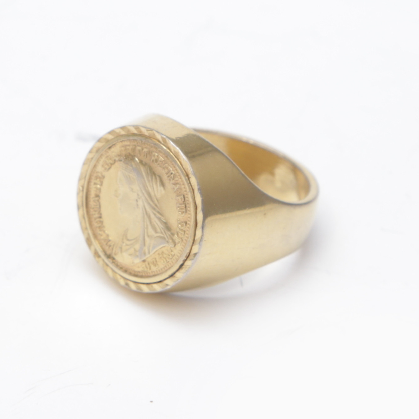 Images for 4688099. RING, metal, with faceted coin, Victoria Regina ...