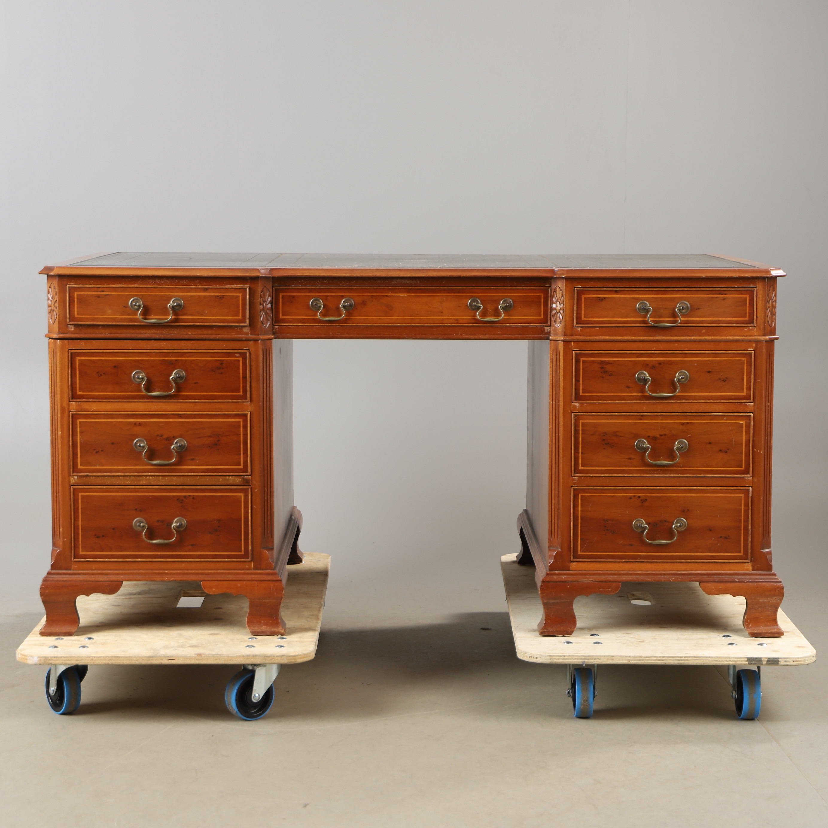 Images for 4697286. DOUBLE DESK WITH CHAIRS, 3 pieces, yew and beech ...