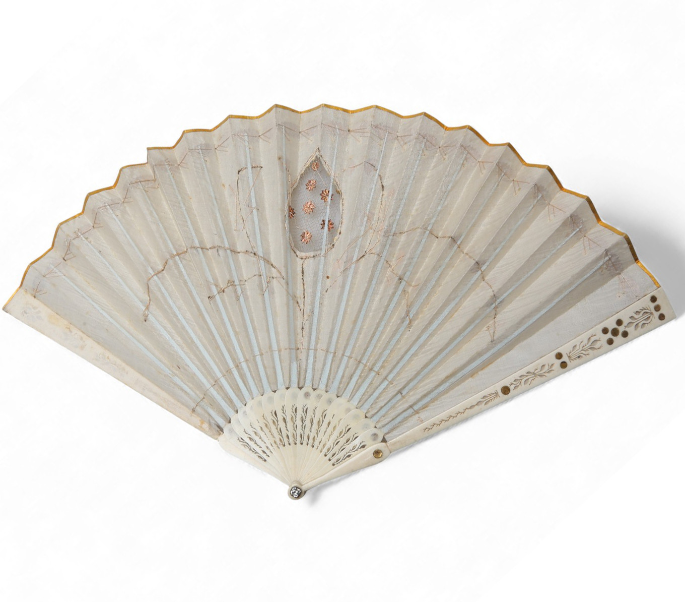 Images for 4716308. Empire fan with embroidered silk leaf “Berain” type ...