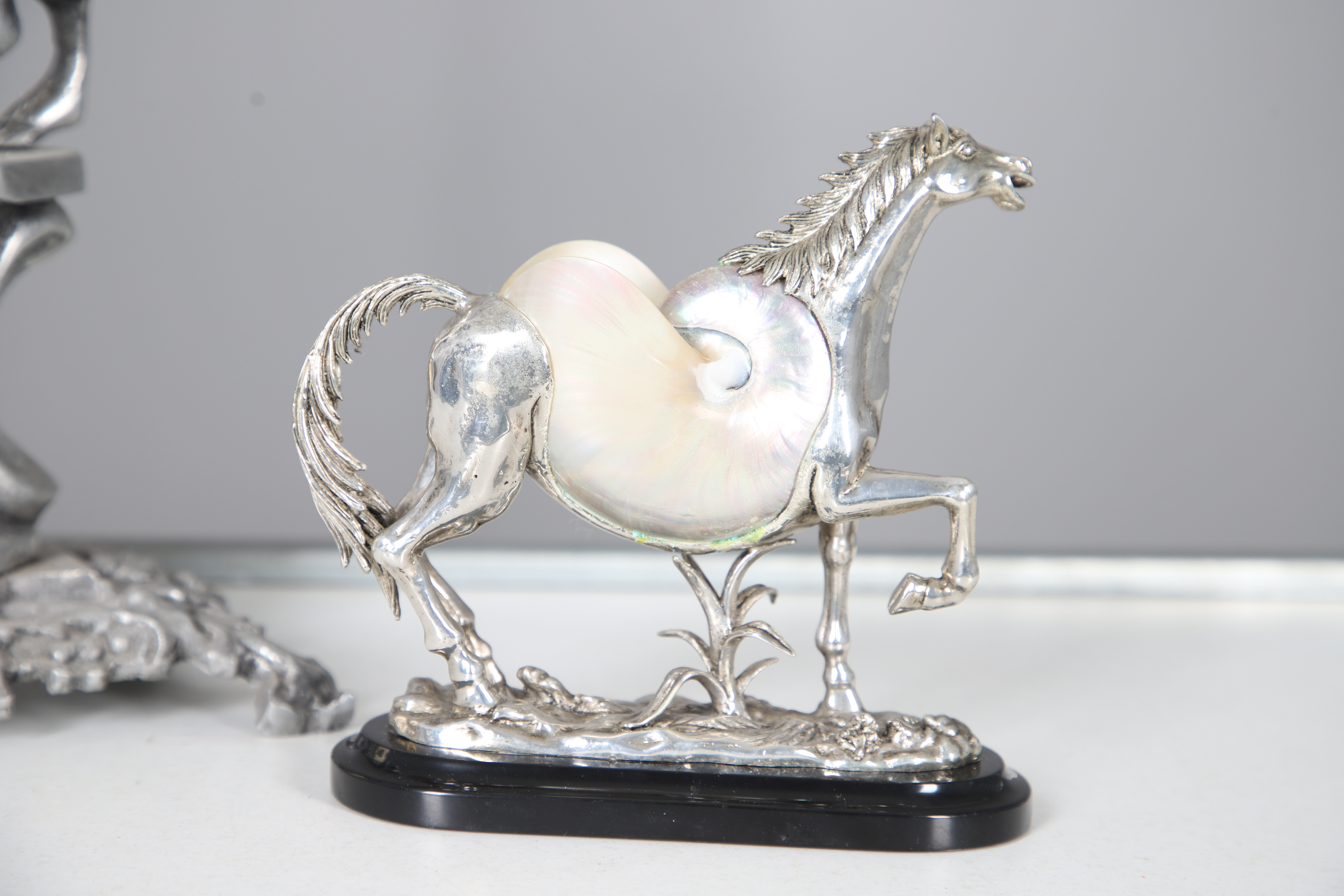 Images for 4722862. A MOUNTED HORSE AND SHELL FIGURE AND A HORSE MANTLE ...