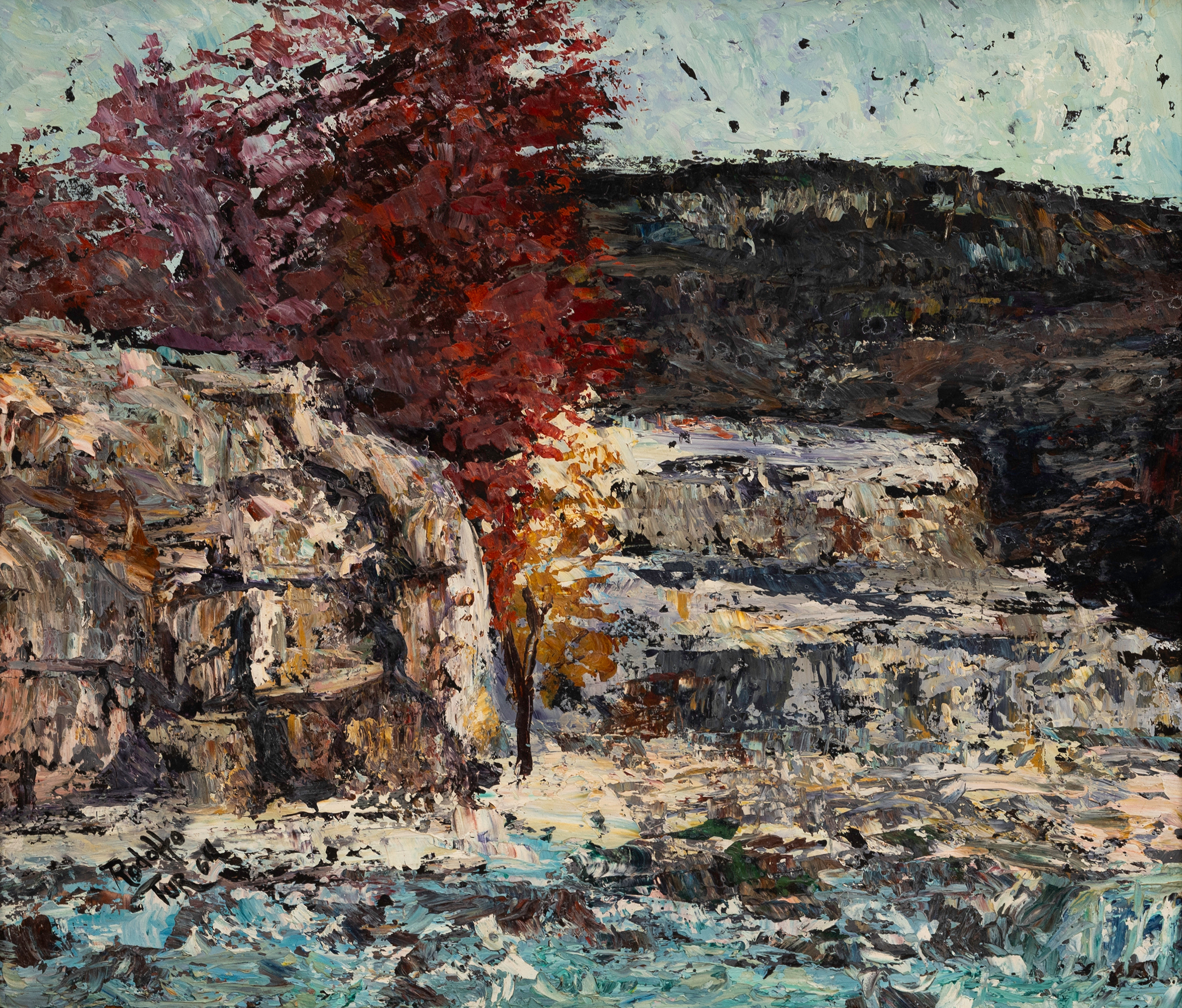 Bilder för 4745388. RODOLFO TUR. Vattenfall, olja på pannå, signerad ...