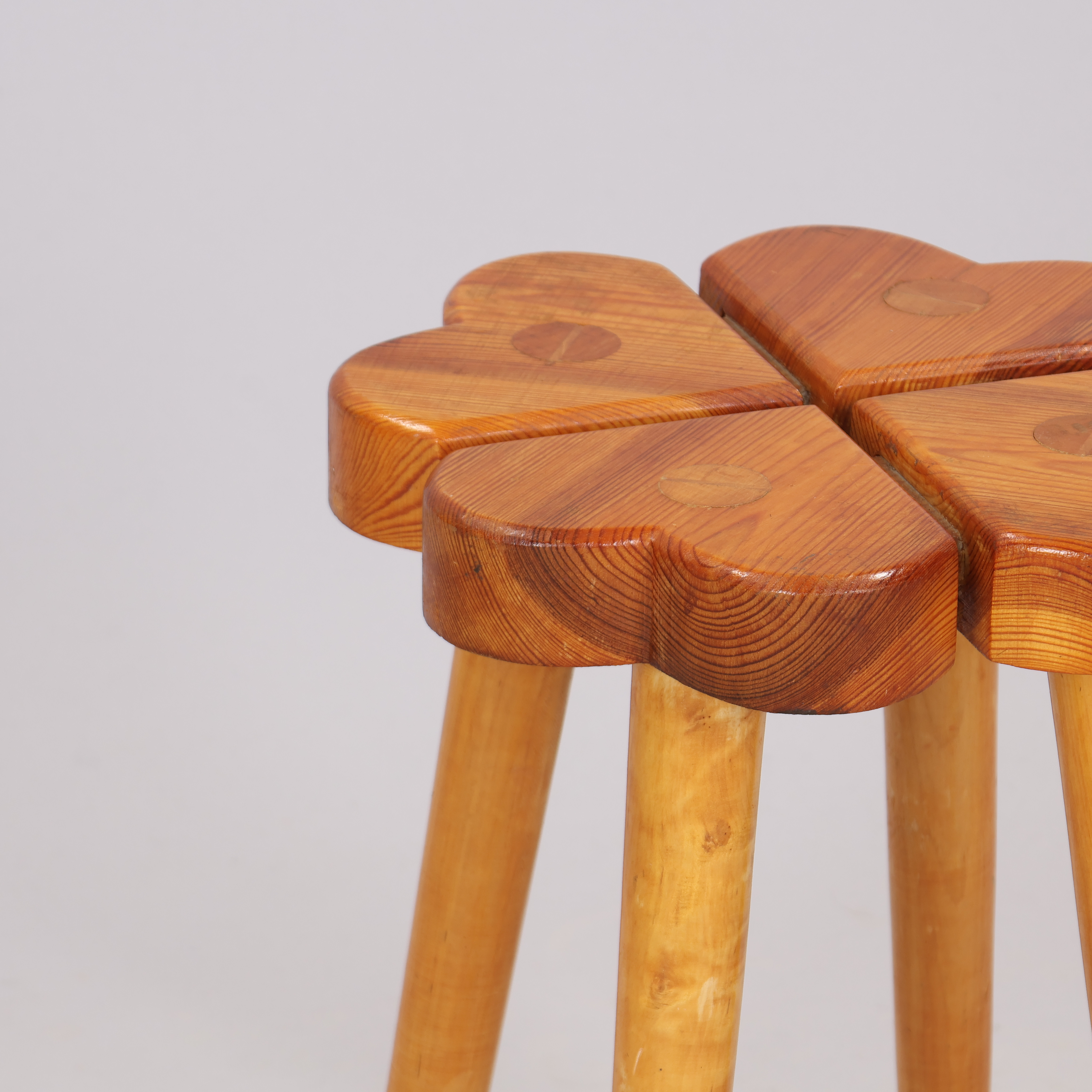 Images for 4747447. Pine and birch stool with clover-shaped seat ...