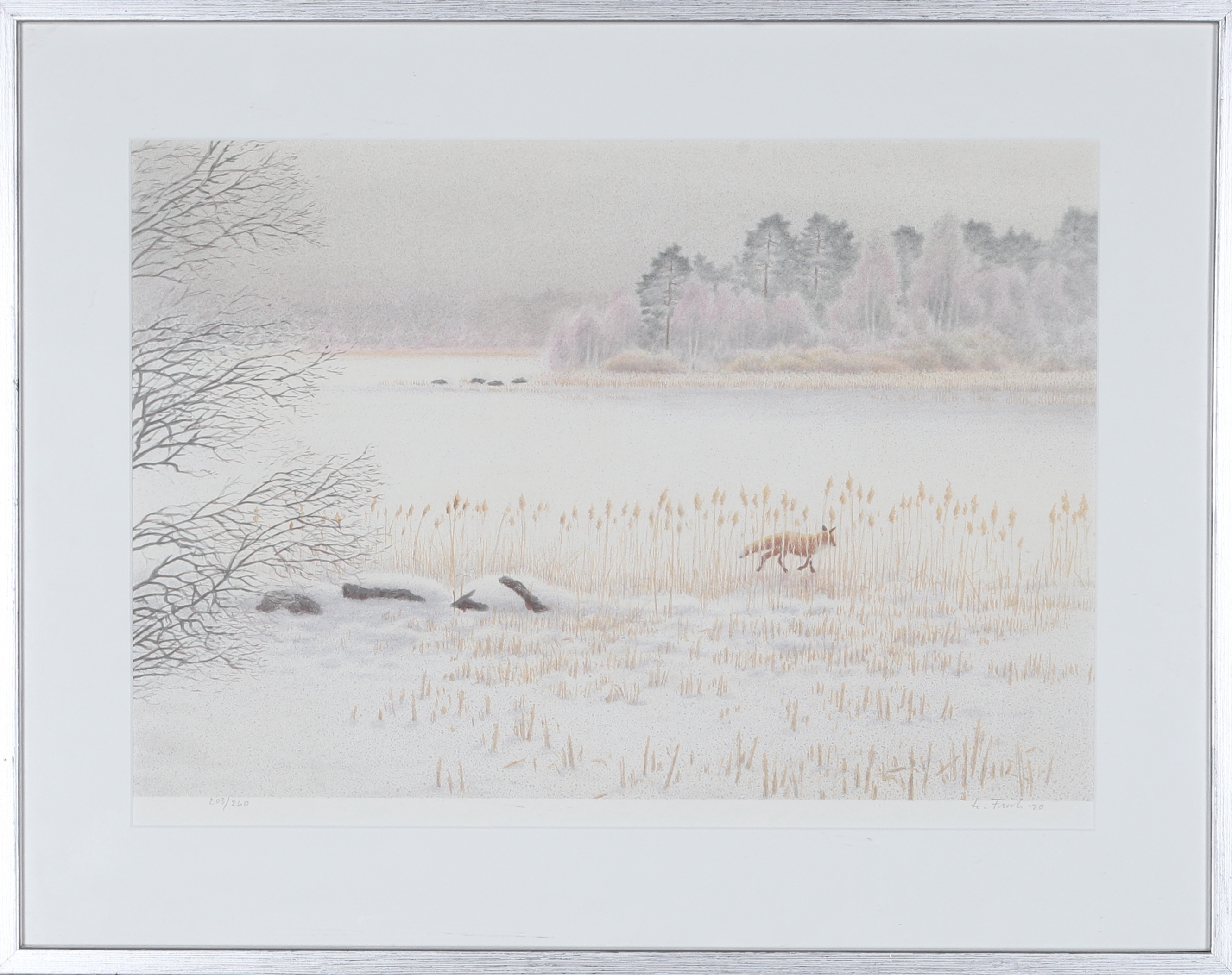 Images for 4764706. LENNART FRISK. Lithograph in colours, fox in winter ...