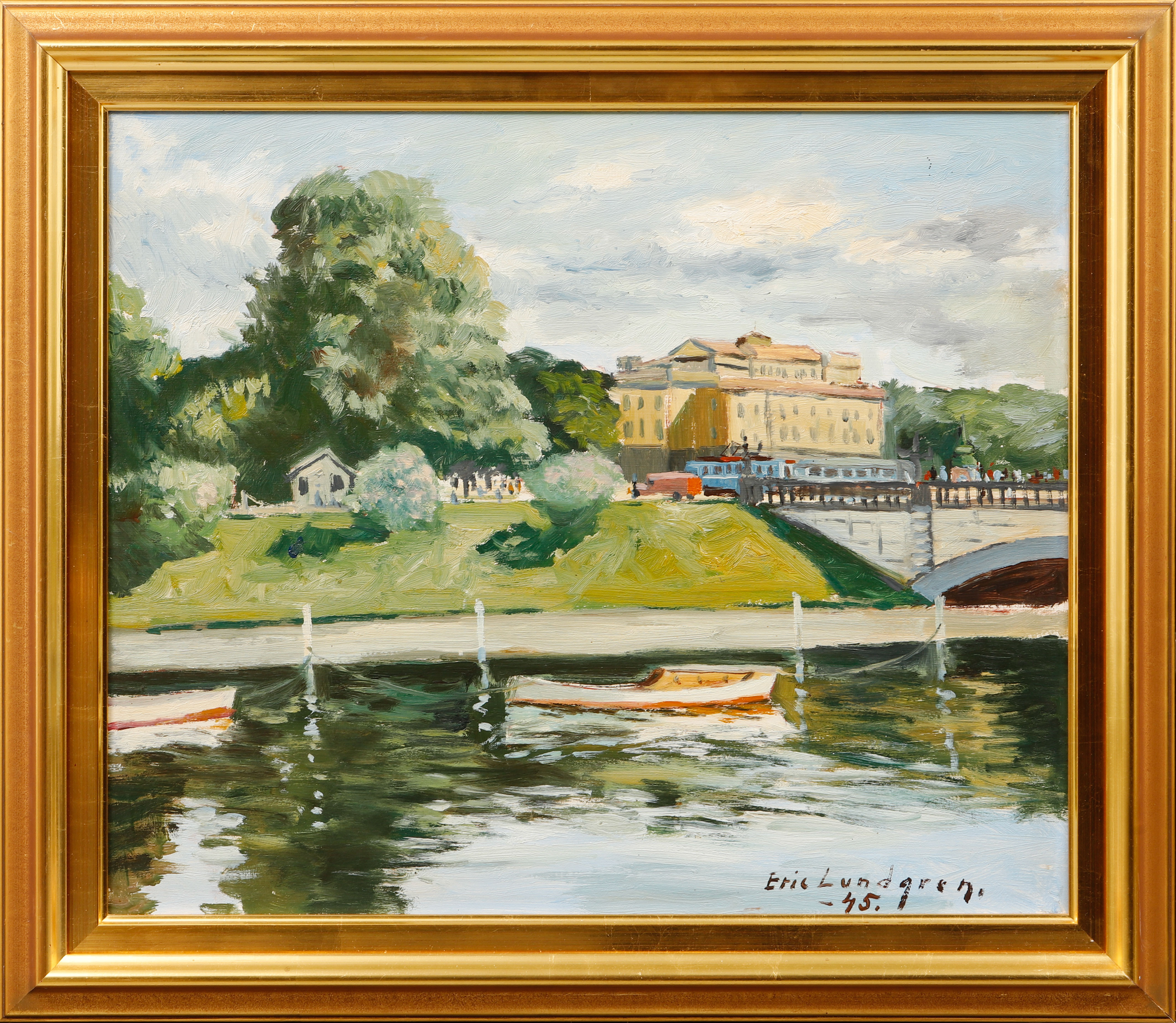 ERIC LUNDGREN. View of Stora teatern, Gothenburg, oil on panel, signed ...