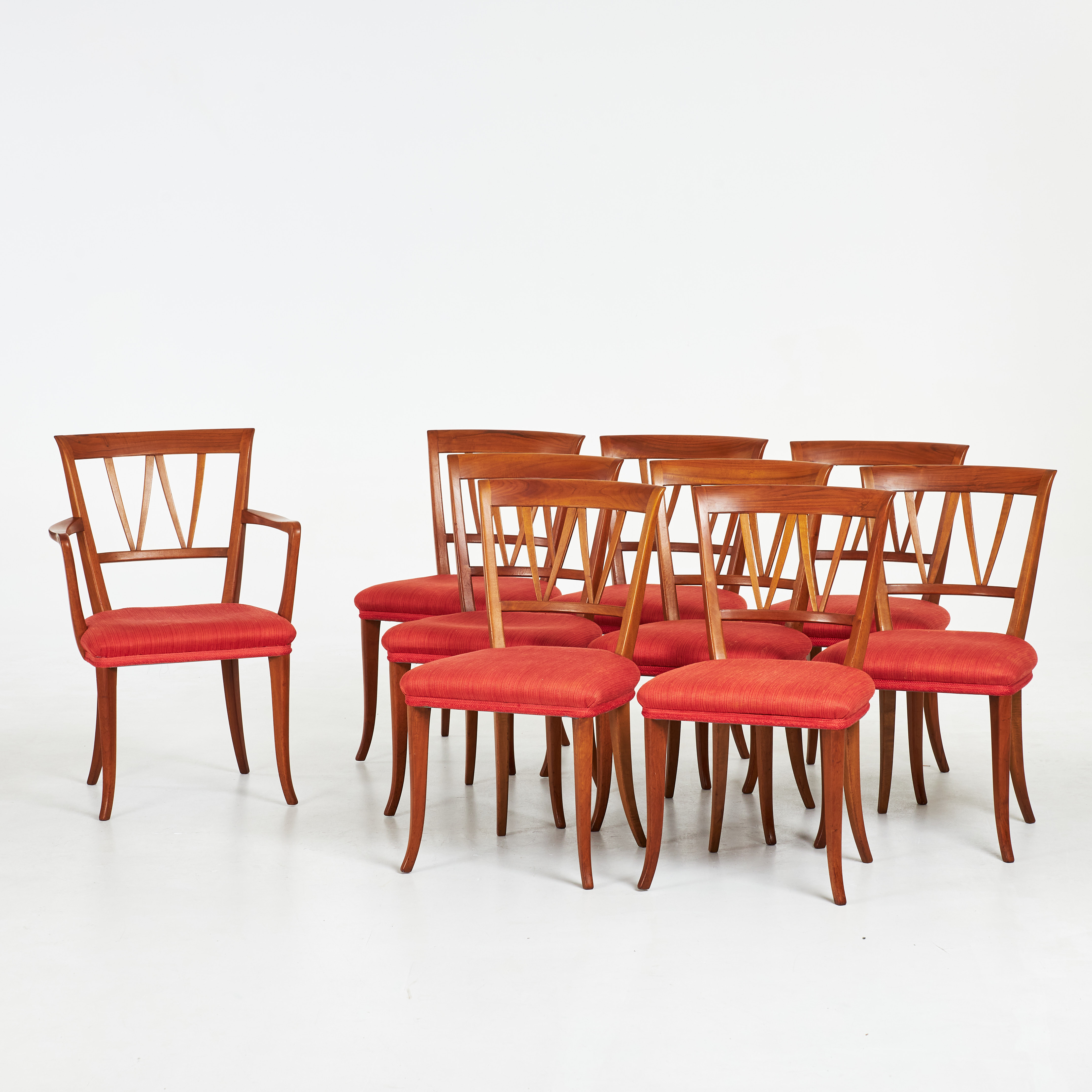 Images for 4813277. CARL MALMSTEN. “Pyramid”, 8 chairs, one armchair ...