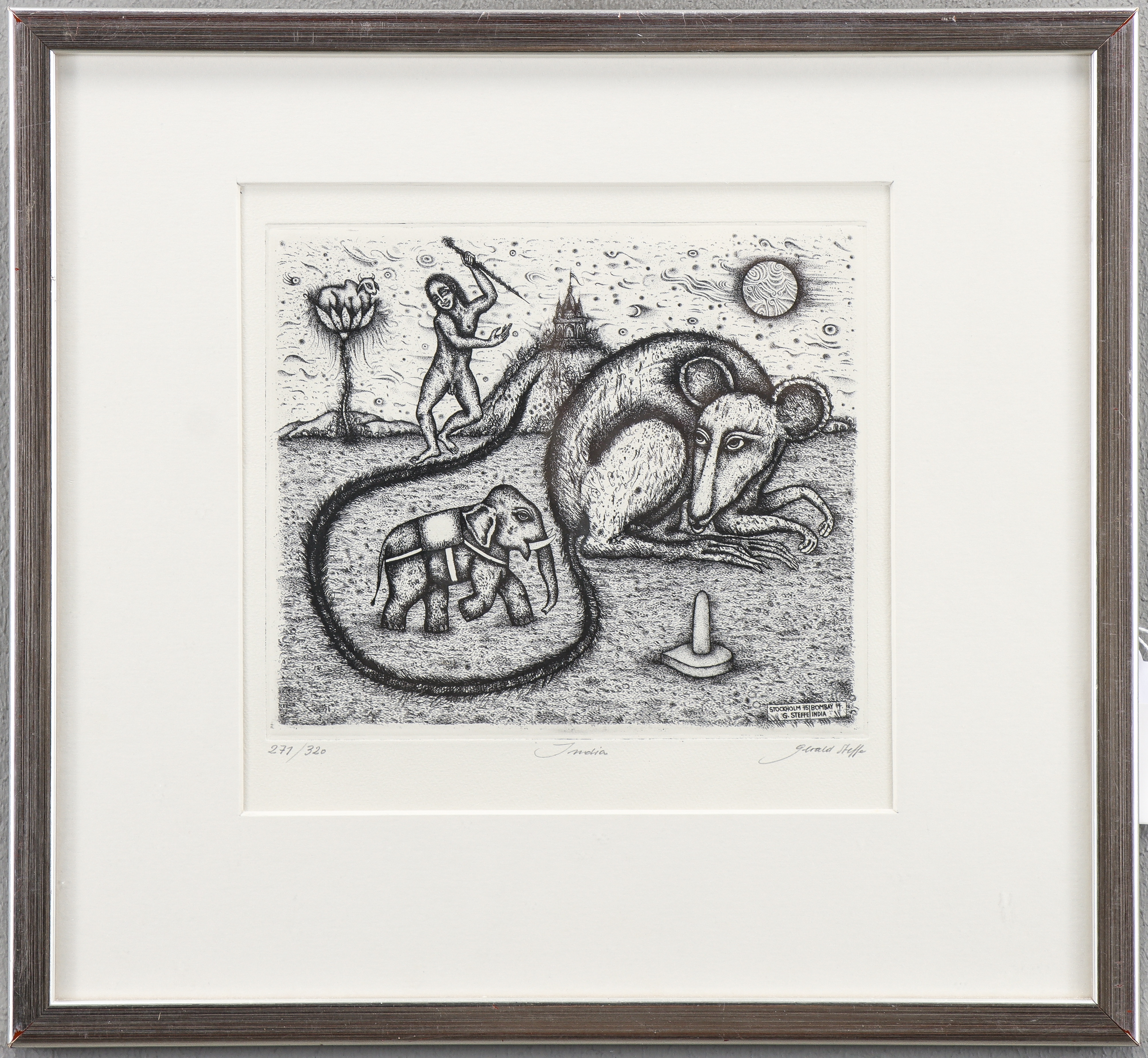 GERALD STEFFE. “India”. Art - Engravings & Prints - Auctionet