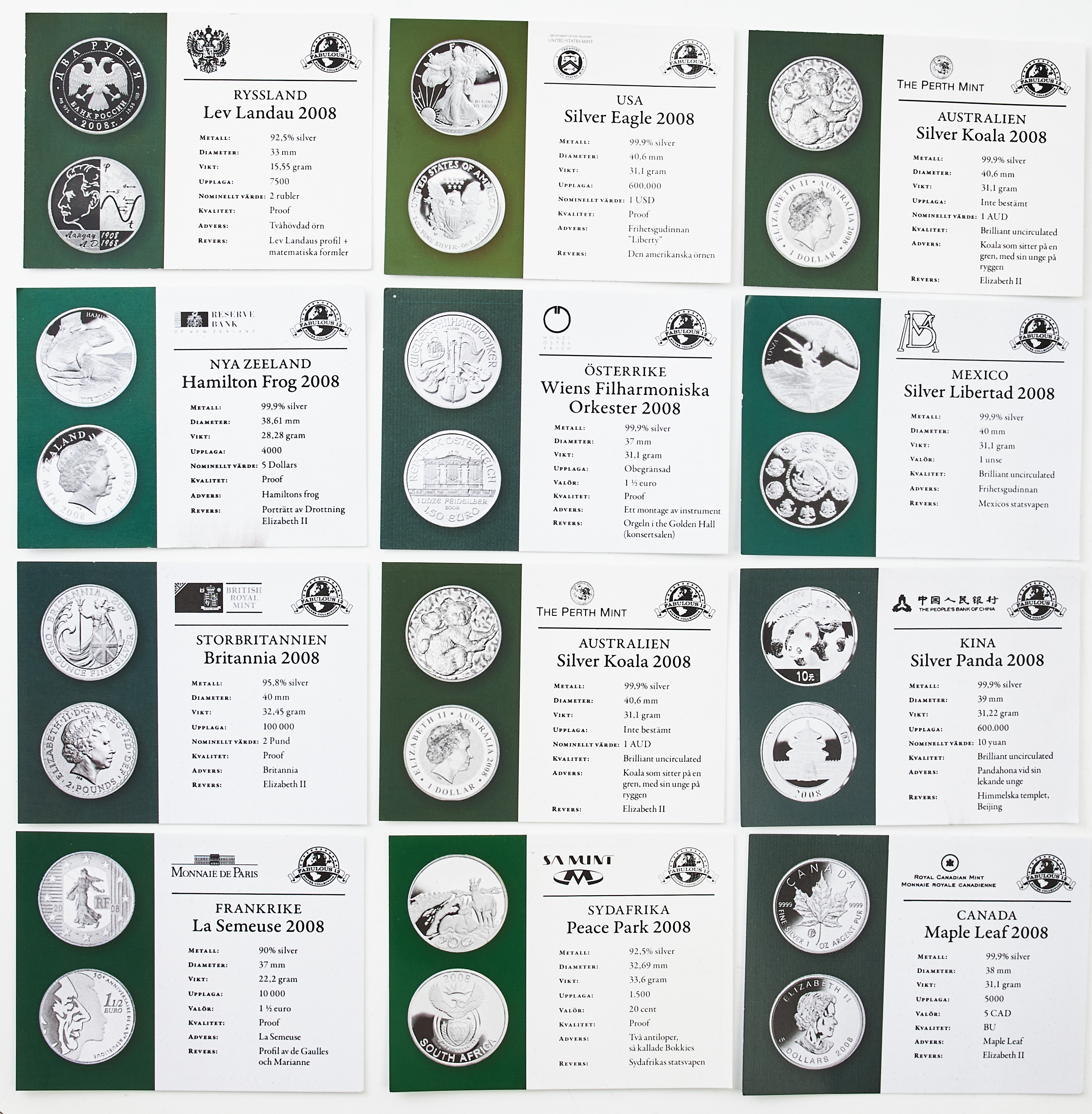 Images for 4890251. COIN, 12 pcs. Silver, Fabulous 12 silver collection ...