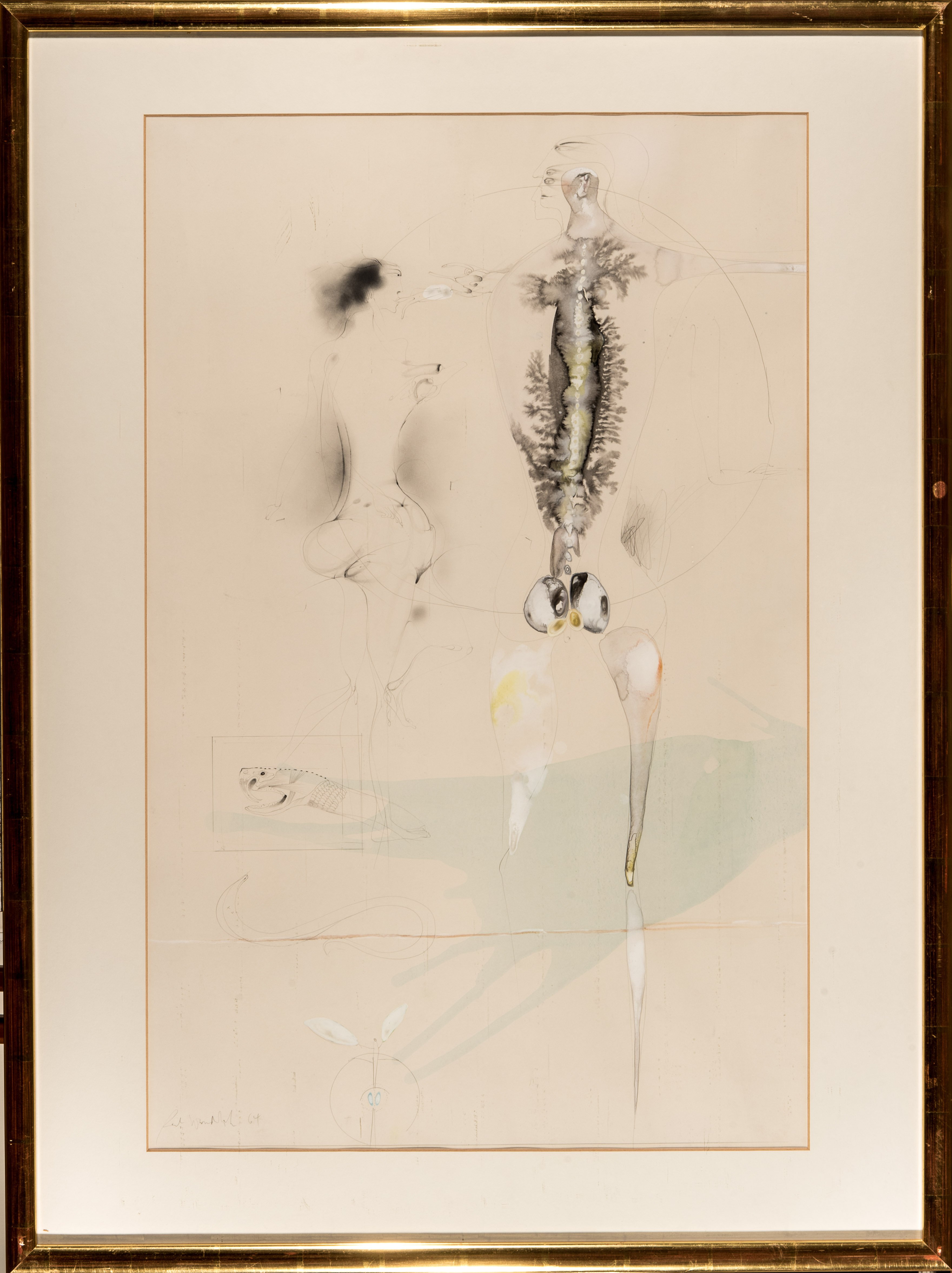 Images for 494802. PAUL WUNDERLICH. Small anatomy, drawing in gouache ...