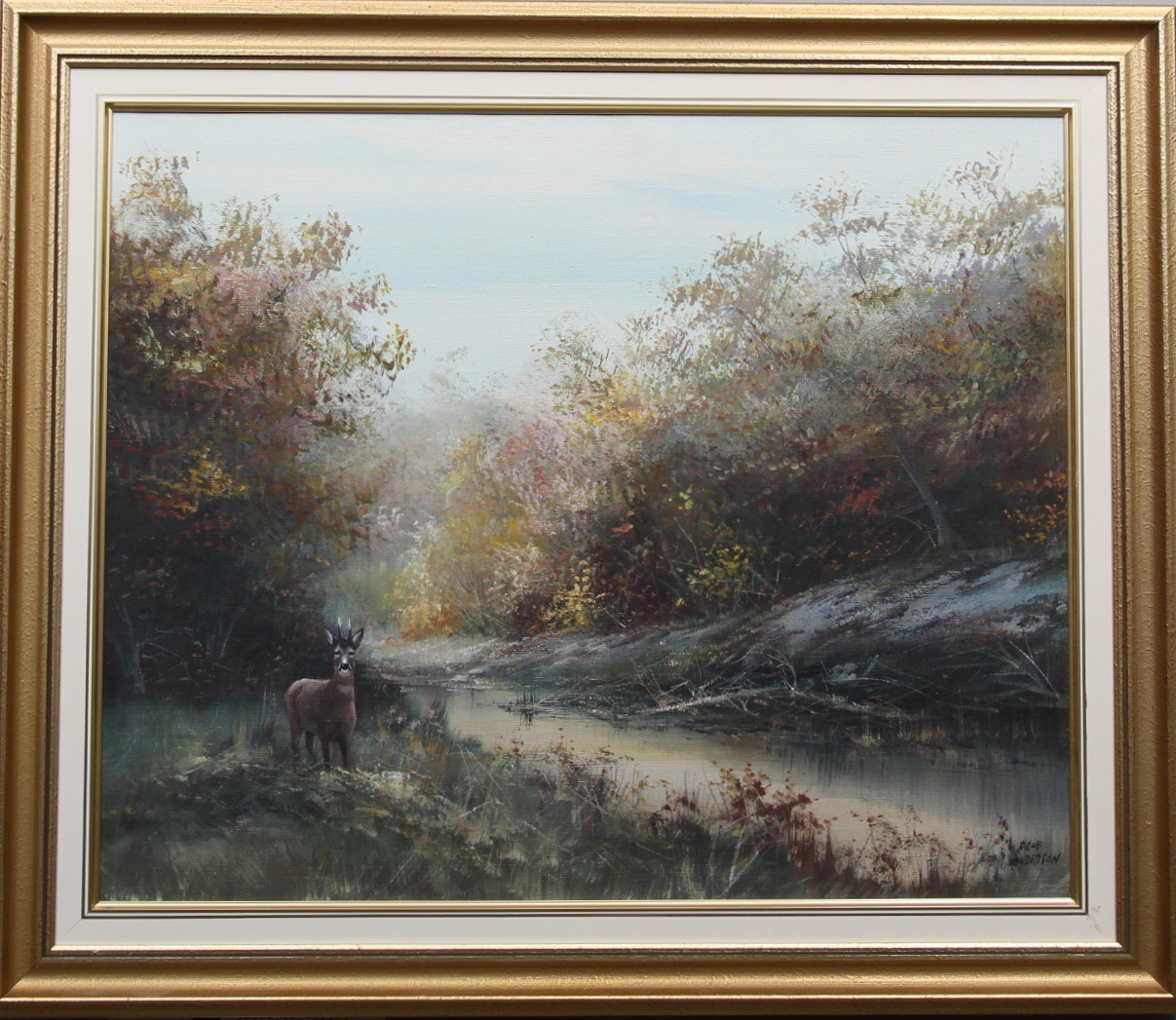 Images for 50918. ARNE ANDERSSON. Roe deer in autumn landscape. Oil on ...