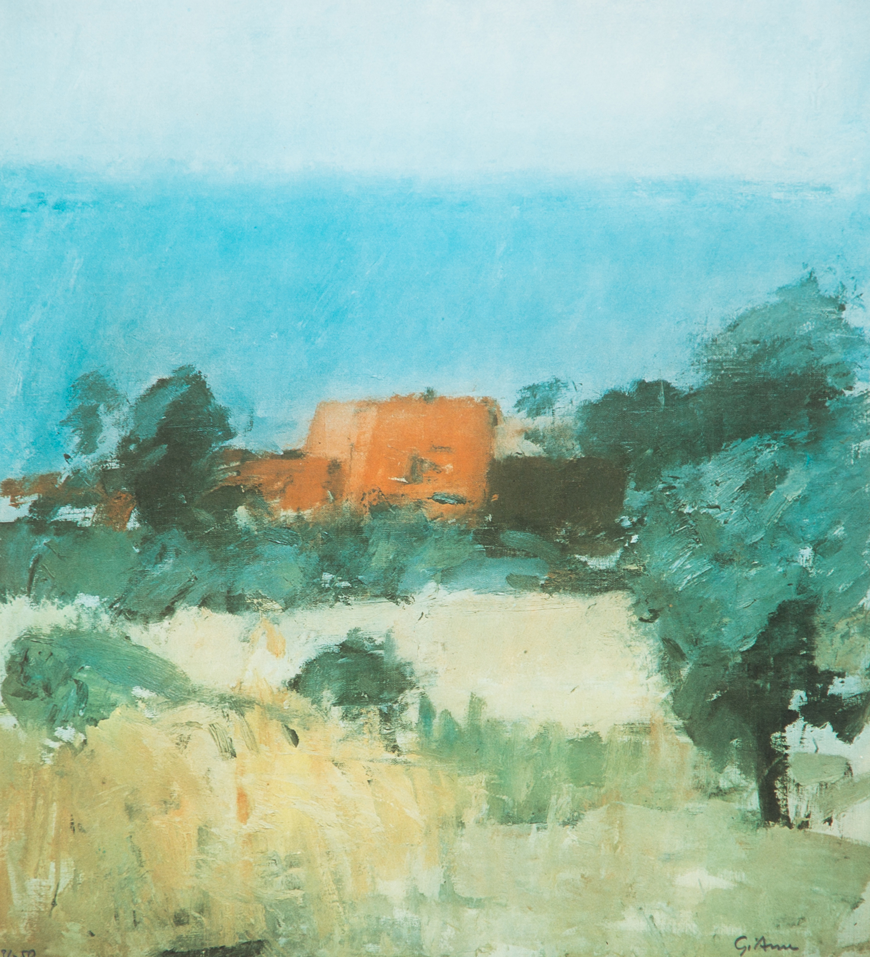 Images for 537098. GUSTAV ARNE. Landscape with houses, color lithograph ...
