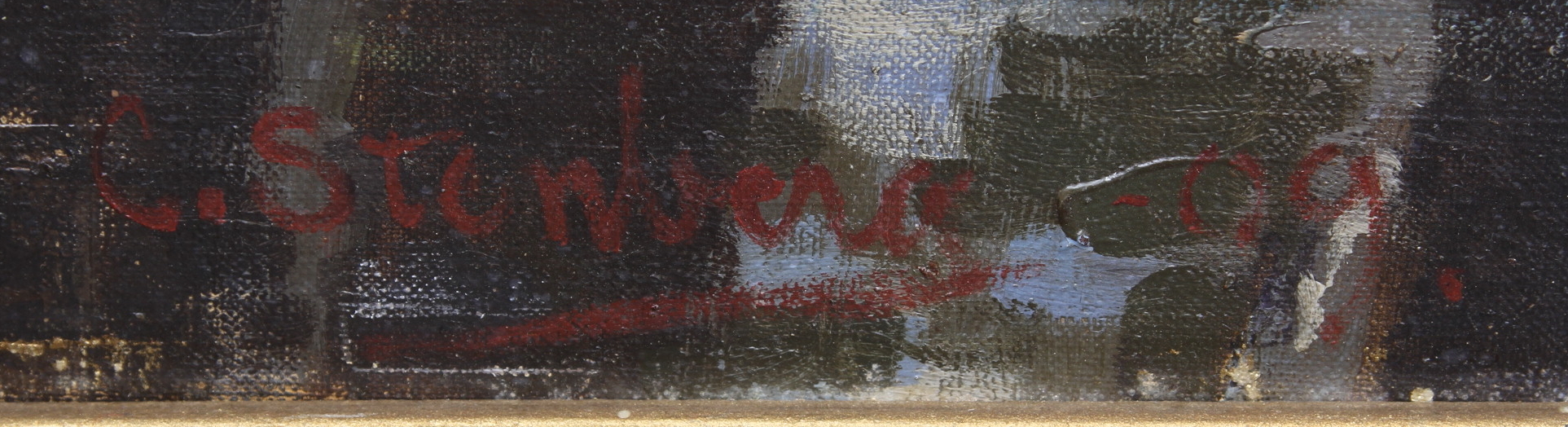 Images for 56909. CARL STENBERG. Landscape with stream and bridge. Oil ...