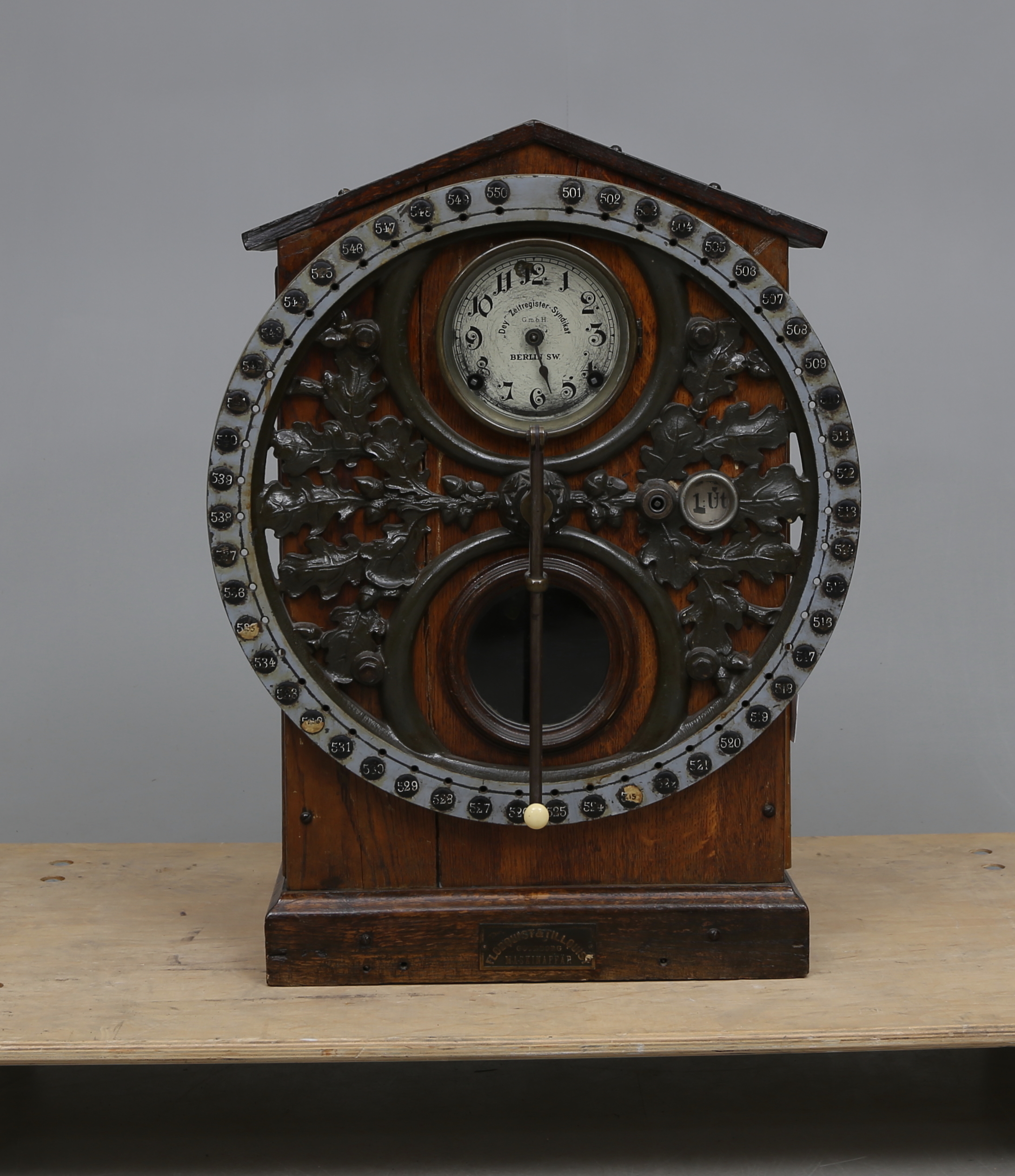 Images for 584810. RADIAL STAMP CLOCK, wood, cast iron, Germany, early ...