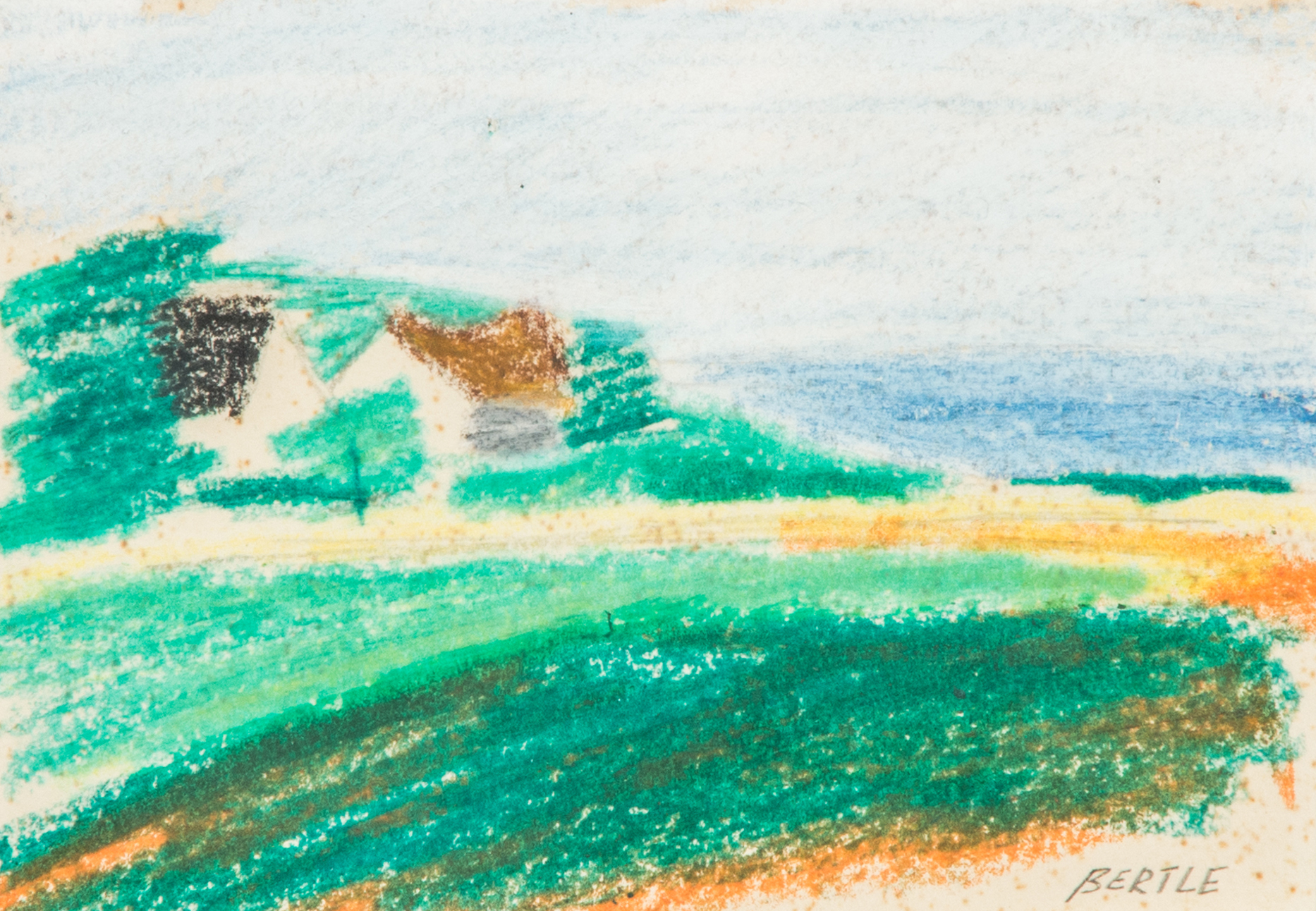 Images for 694010. LARS BERTLE. Landscape with houses, pastel, signed ...