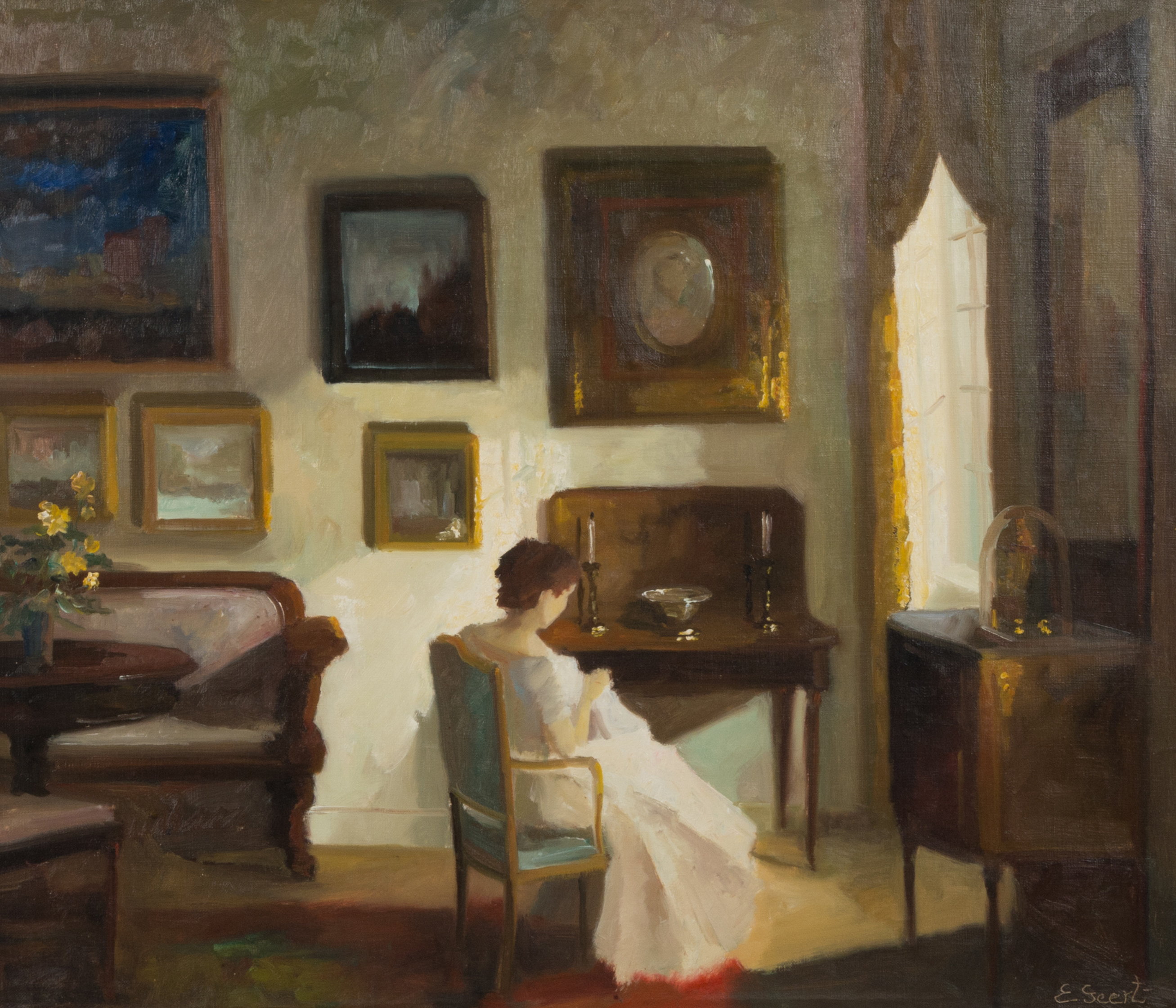 Images for 731174. EDITH GEERT. Interior, oil on canvas, signed E ...