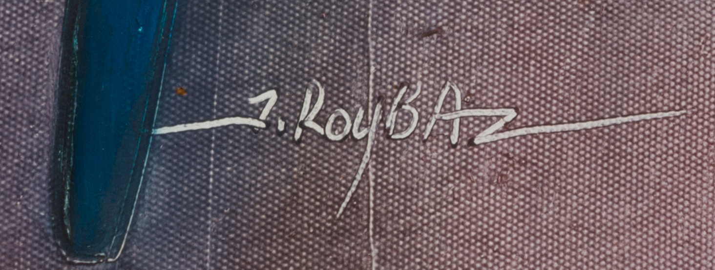 Images for 734352. JOYCE ROYBAL. Cycling child, oil on canvas, signed J ...