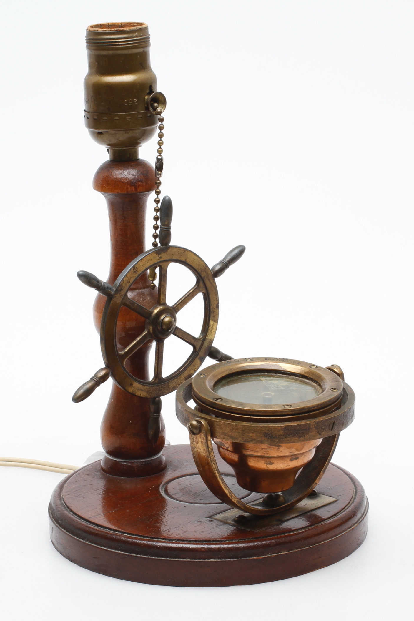 Images for 75916. TABLE LAMP with COMPASS, wood and brass, first half ...