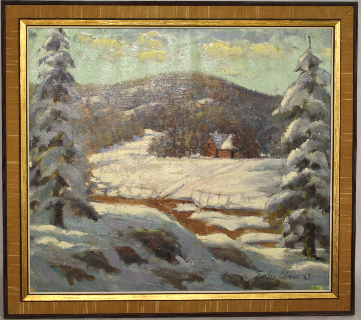 Bilder zu 851568. TORSTEN LIDMAN. Öl auf Leinwand, Hütte am Berg, sign ...