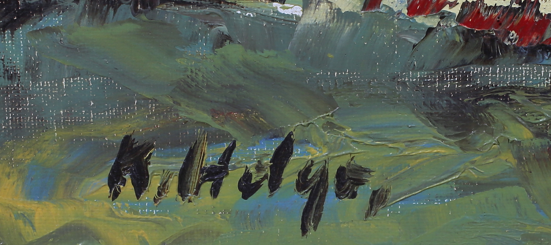 Images for 902102. KARL HELGO. Mountain landscape with house and lake ...