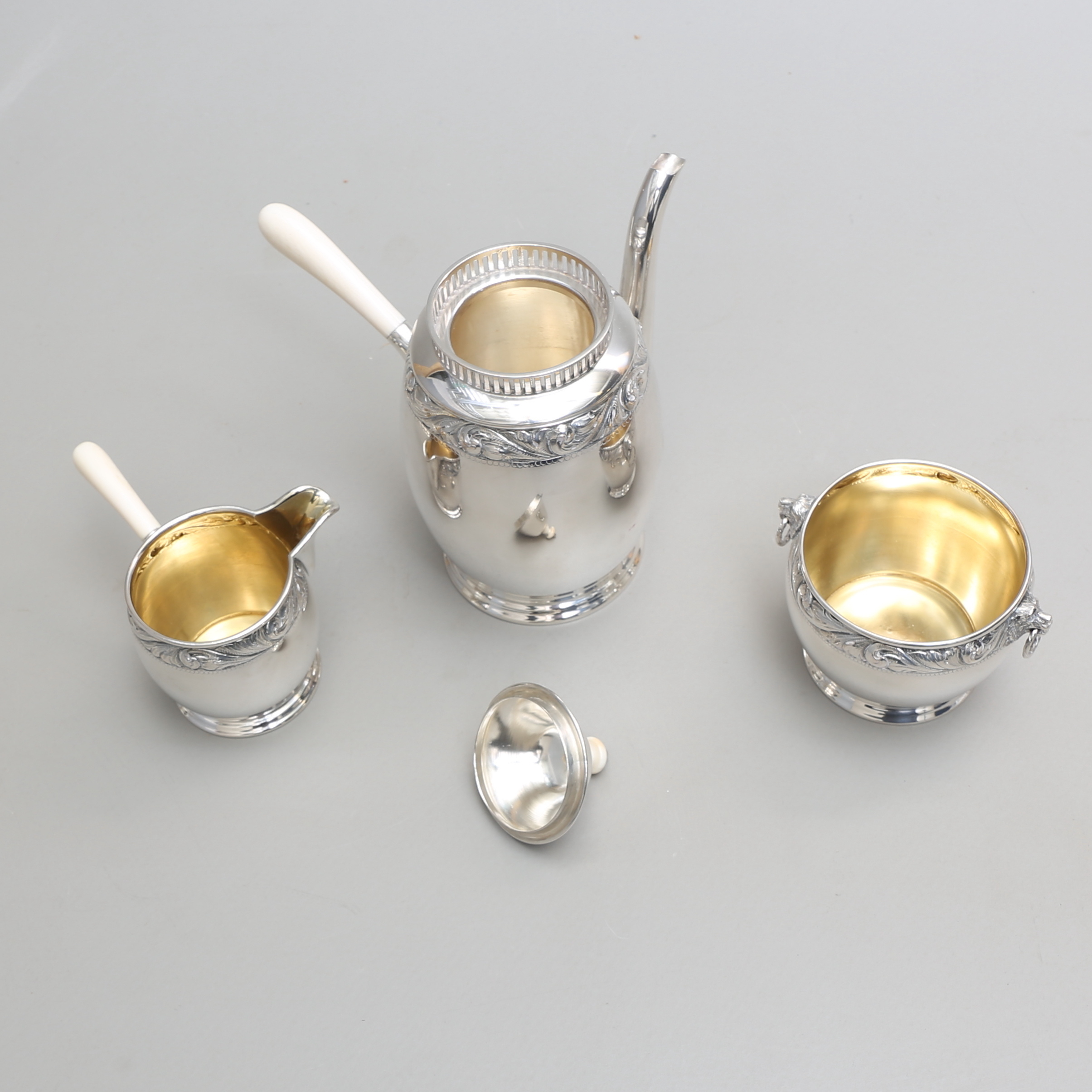 Images for 906544. COFFEE, CREAM POT, o SUGAR BOWL, silver, "SGB ...