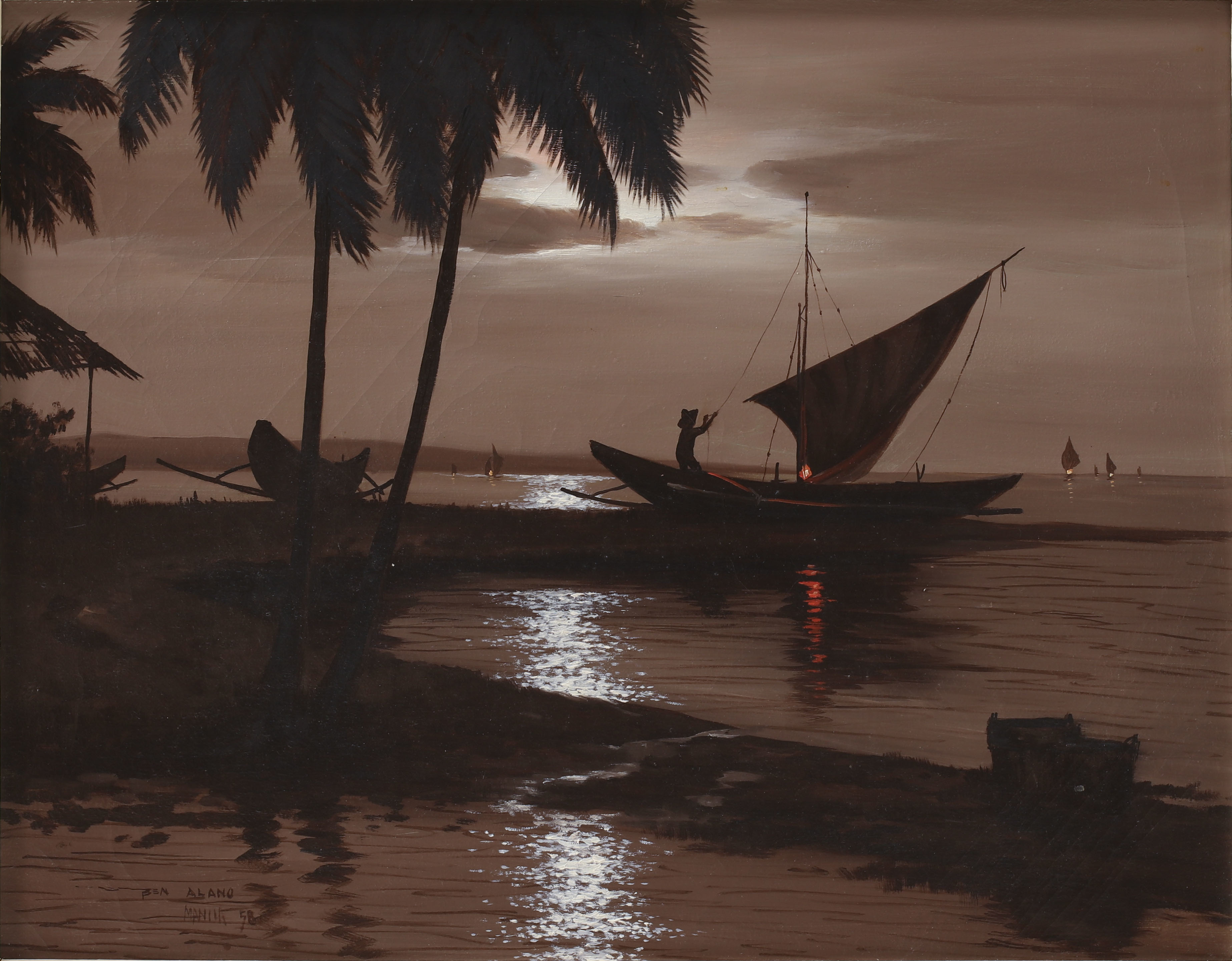 Images for 988689. BEN ALANO. "Moonlight", oil on canvas, signed and ...