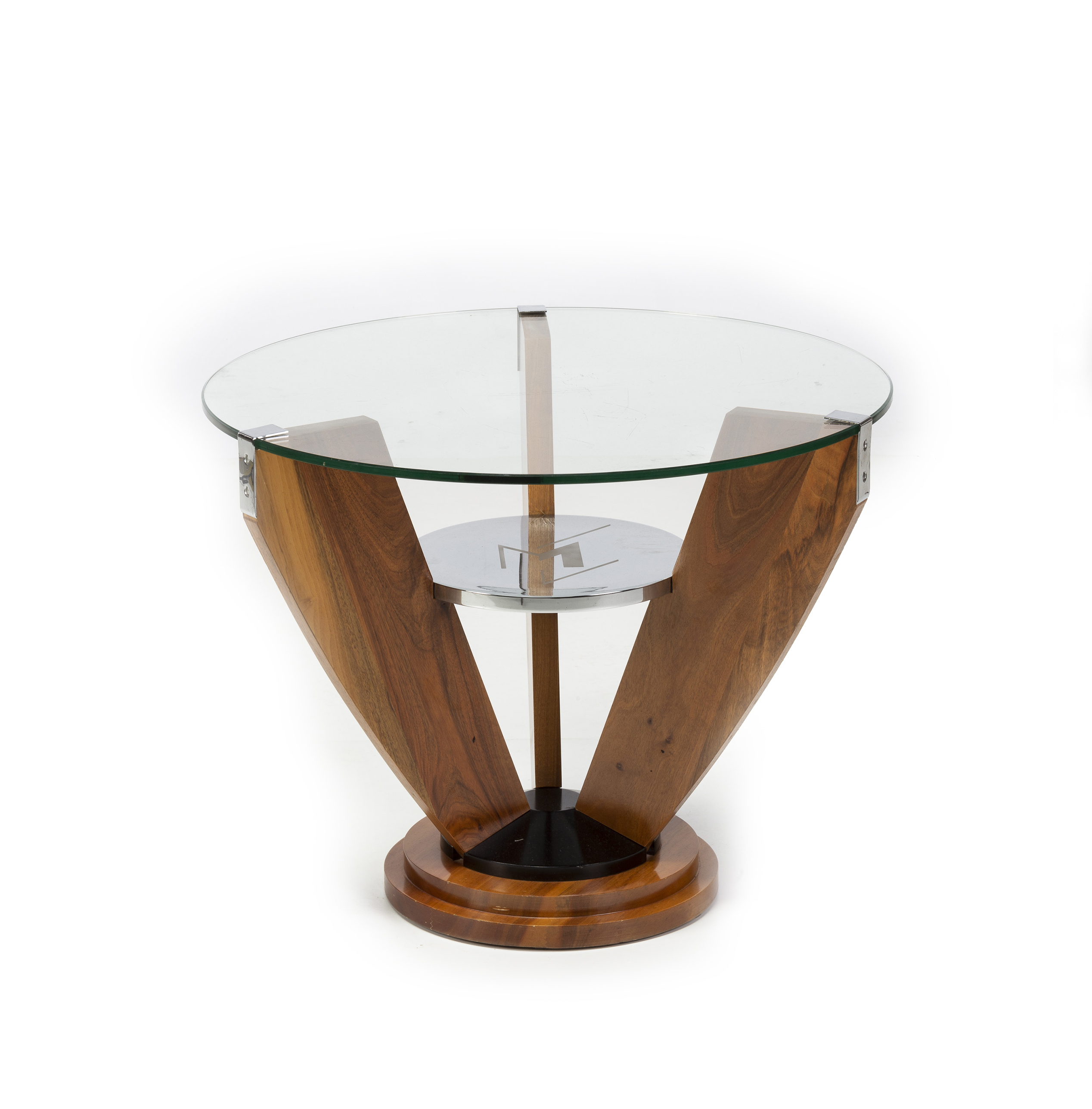 Bilder för 999513. Sen art deco-sidobord i exotiskt trä, rostfritt stål ...