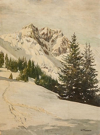 WALTER THAMM. Gebirge im Winter. Kunst & Gemälde - Gemälde - Auctionet